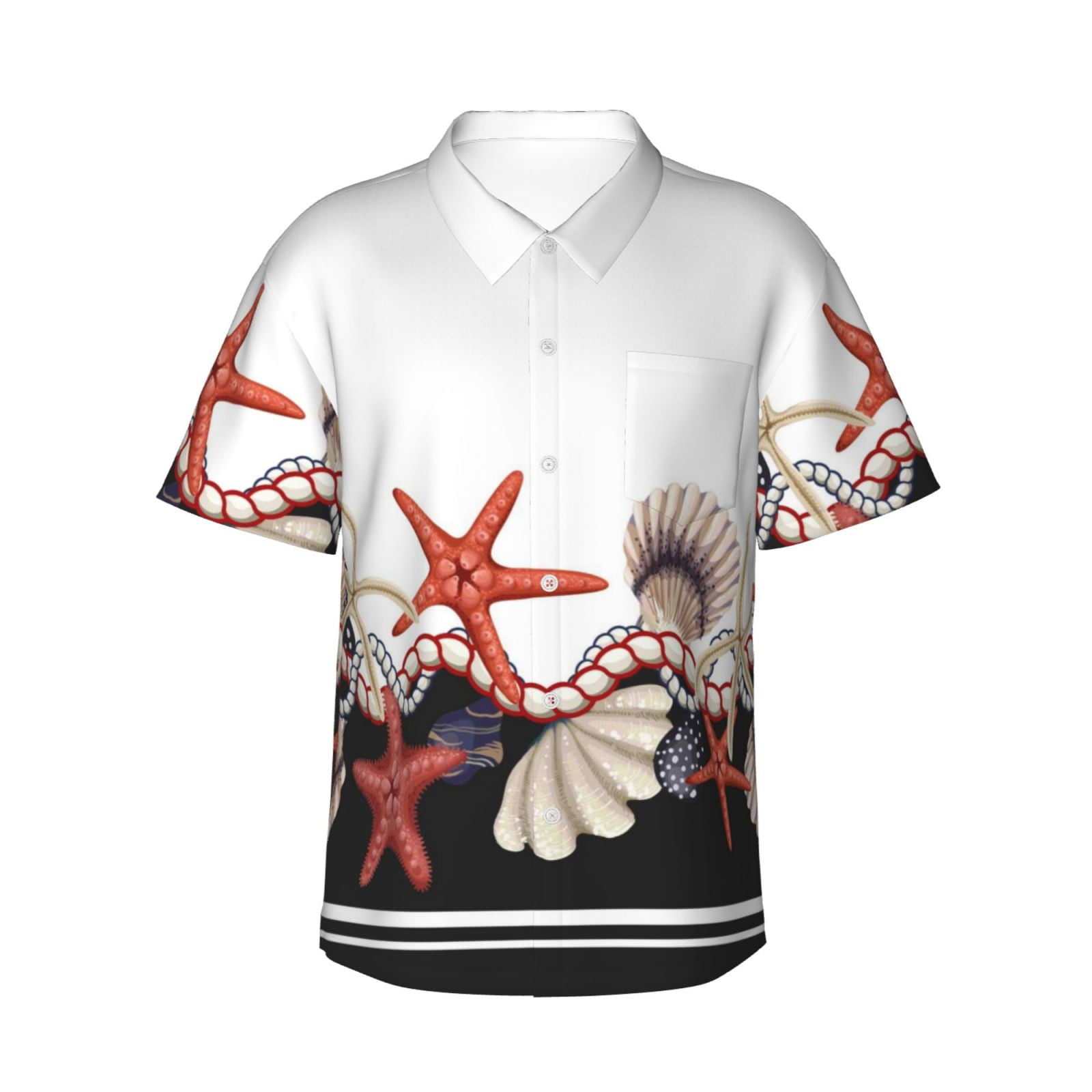 hawaiian shirt for men - Starfishes Shells Tropical Short Sleeve Button ...