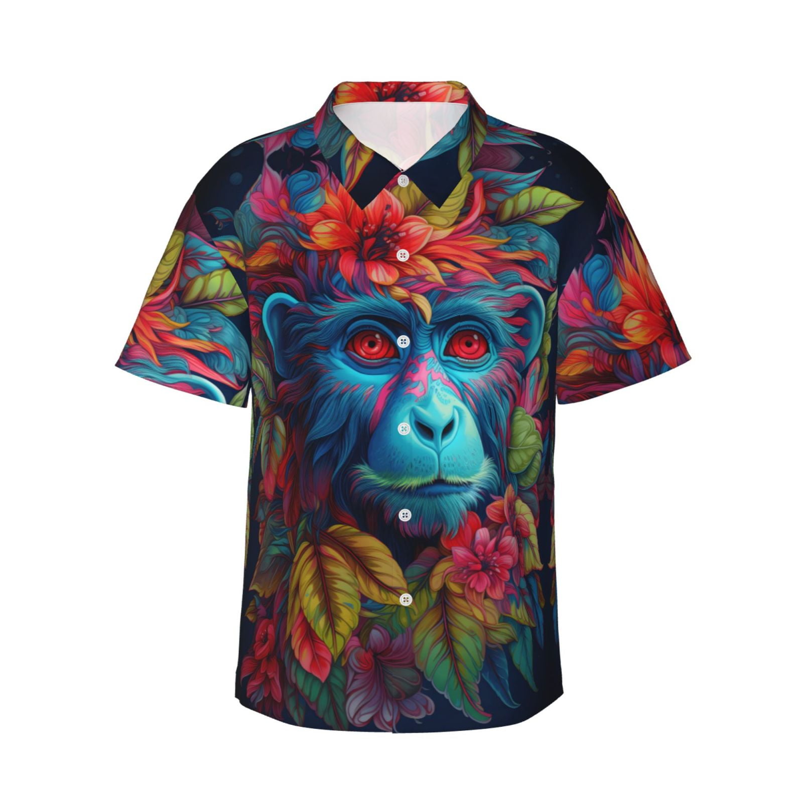 hawaiian shirt for men - Tribal Style Flower Blue Monkey Tropical Short ...