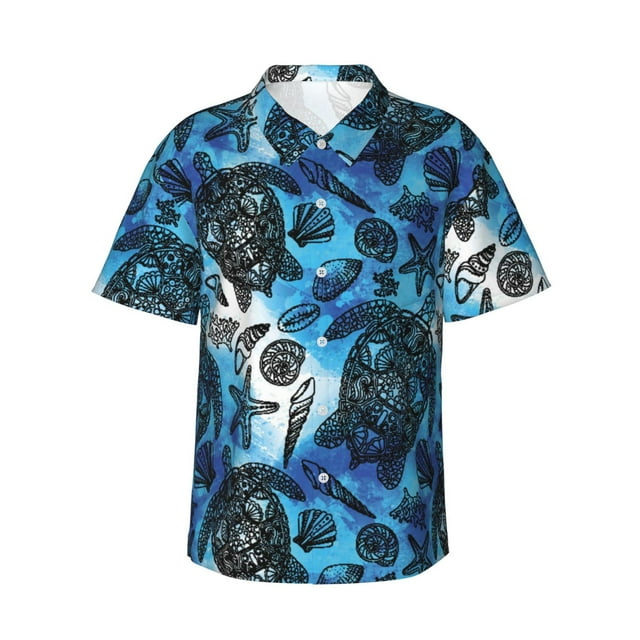hawaiian shirt for men - Turtle Shell Starfish Coral Tropical Short ...