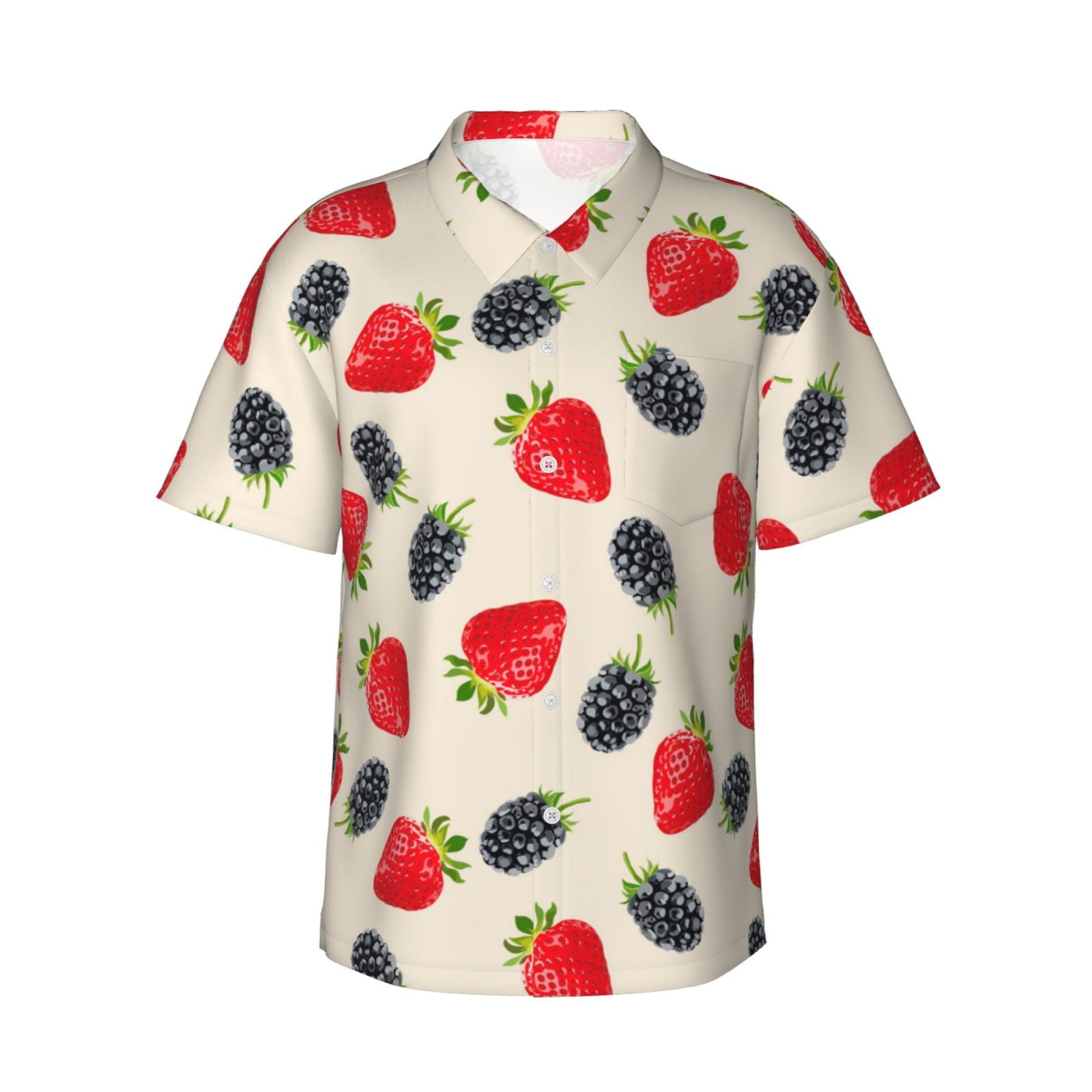 hawaiian shirt for men - berries Blueberry Print Tropical Short Sleeve Button Down Beach Shirts ...