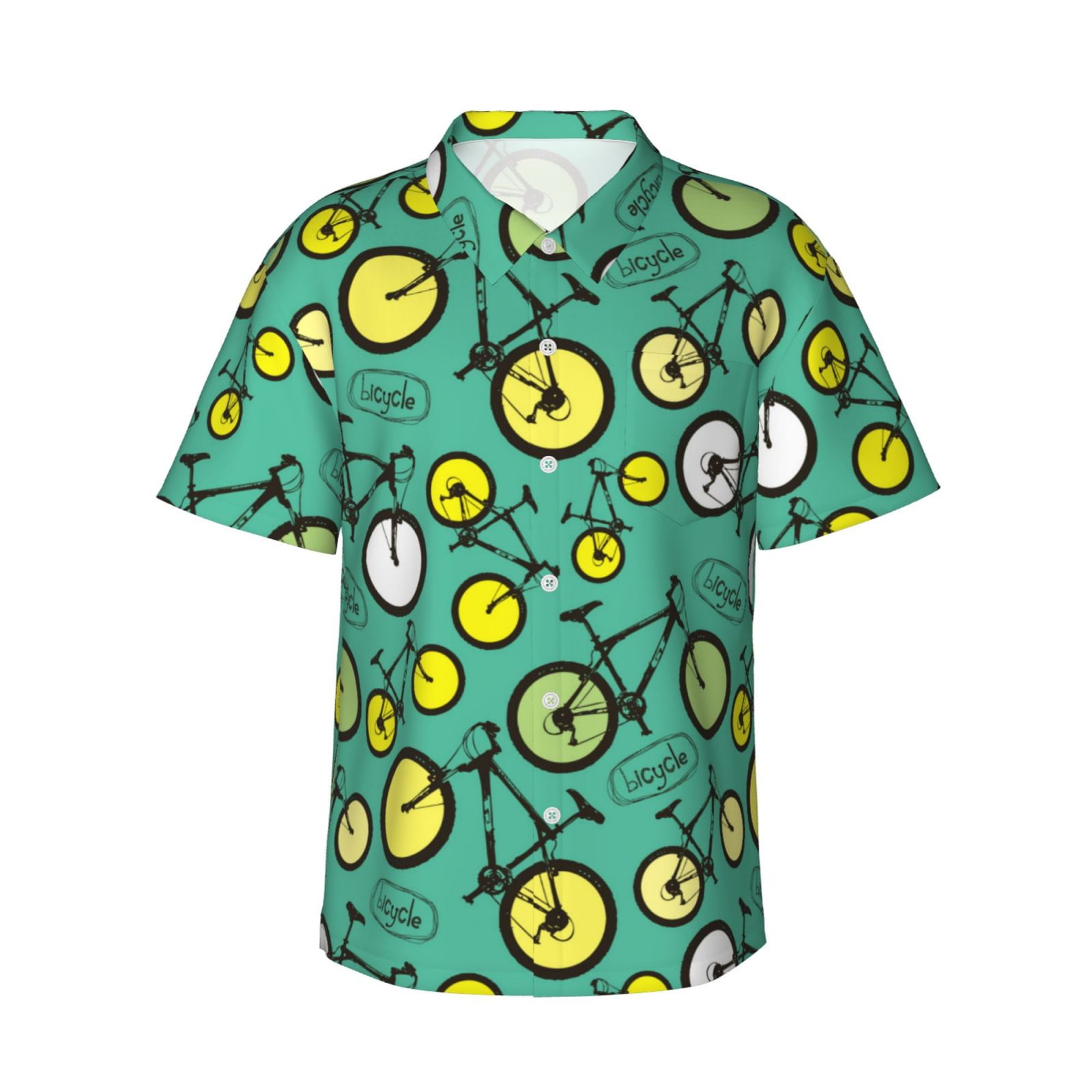 hawaiian shirt for men - bicycle Pattern Tropical Short Sleeve Button ...