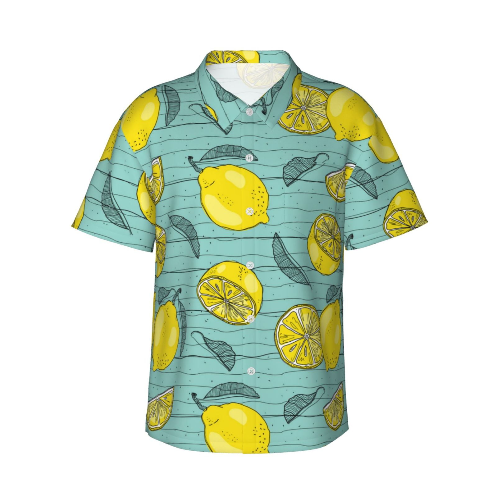 hawaiian shirt for men - cartoon Lemon yellow Tropical Short Sleeve ...