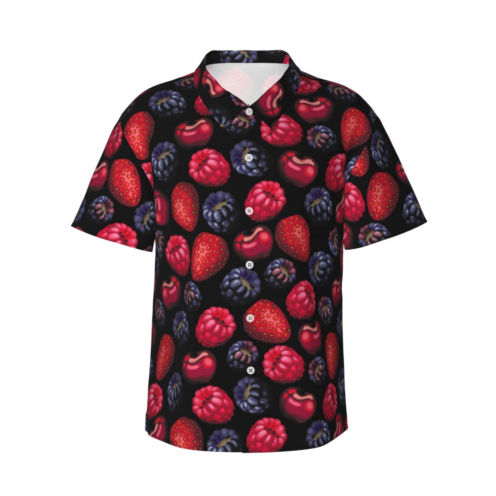 hawaiian shirt for men - forest berries pattern Tropical Short Sleeve Button Down Beach Shirts ...