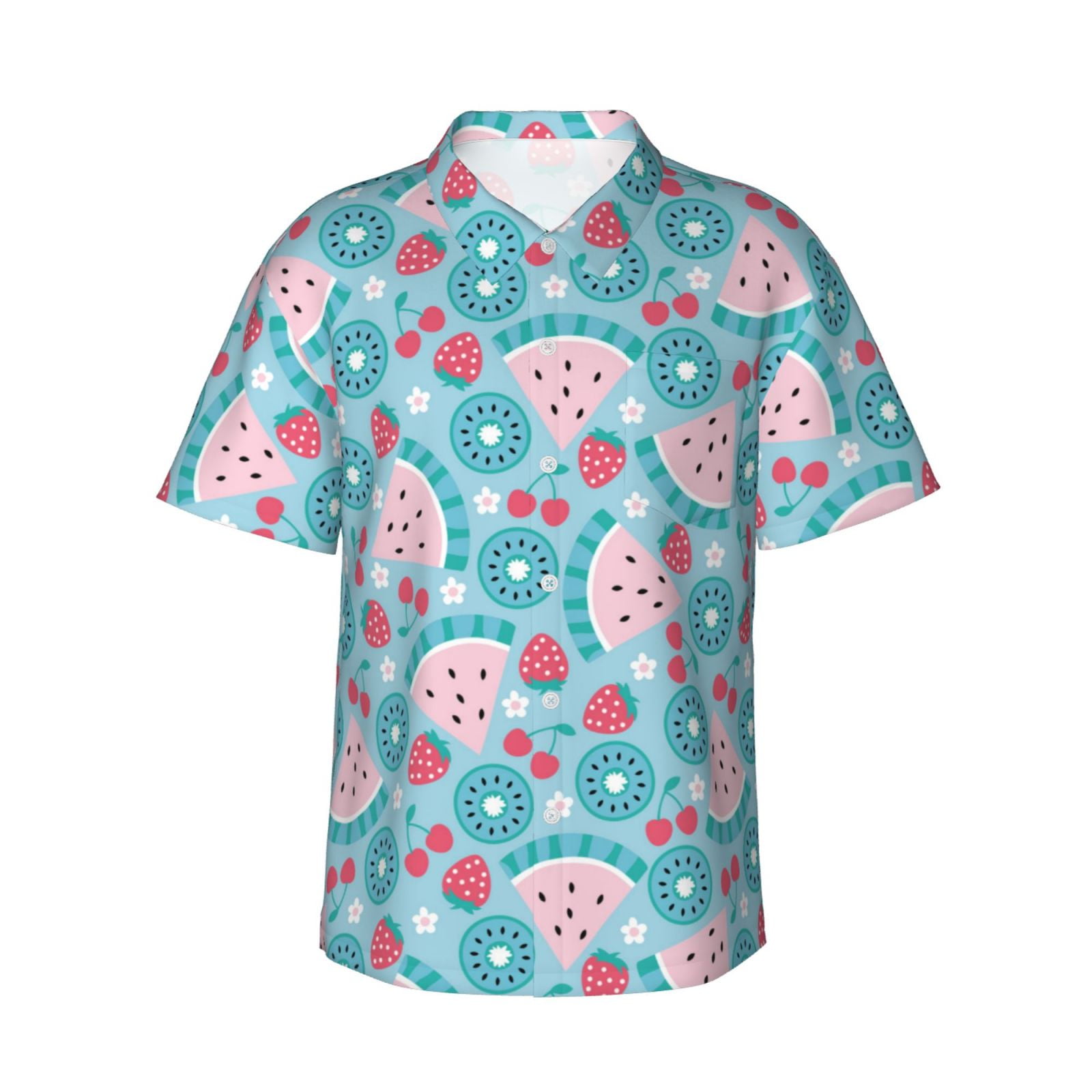 hawaiian shirt for men - melon kiwi strawberry print Tropical Short ...