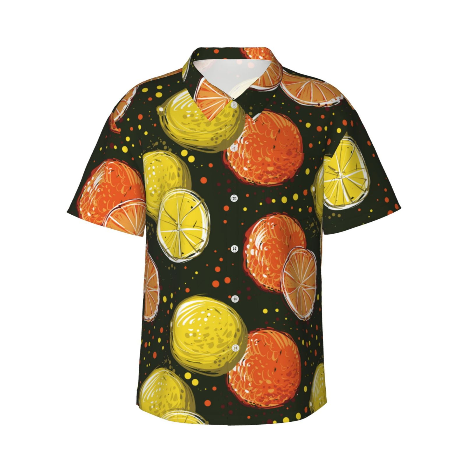 hawaiian shirt for men - orange lemon AA Tropical Short Sleeve Button ...