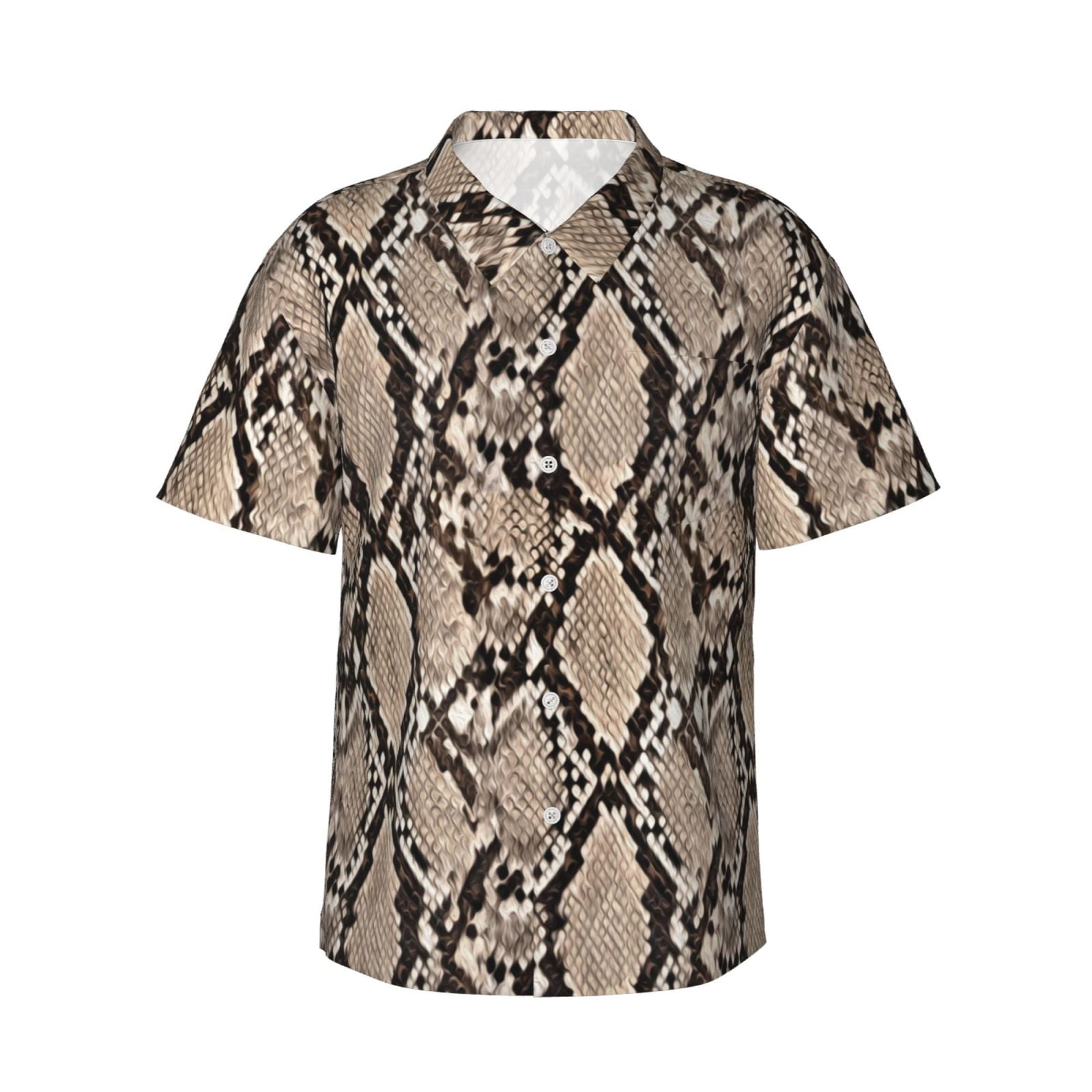 hawaiian shirt for men - snake Camouflage Print Tropical Short Sleeve ...
