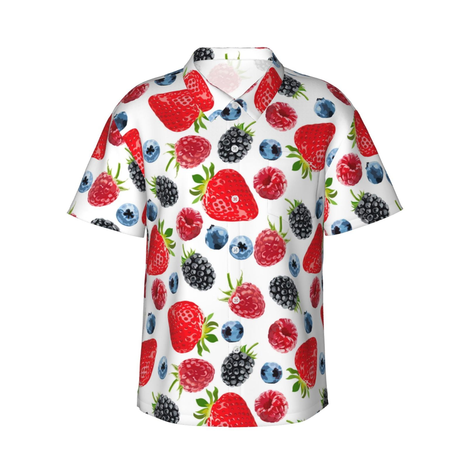 hawaiian shirt for men - strawberry Blueberries Tropical Short Sleeve ...