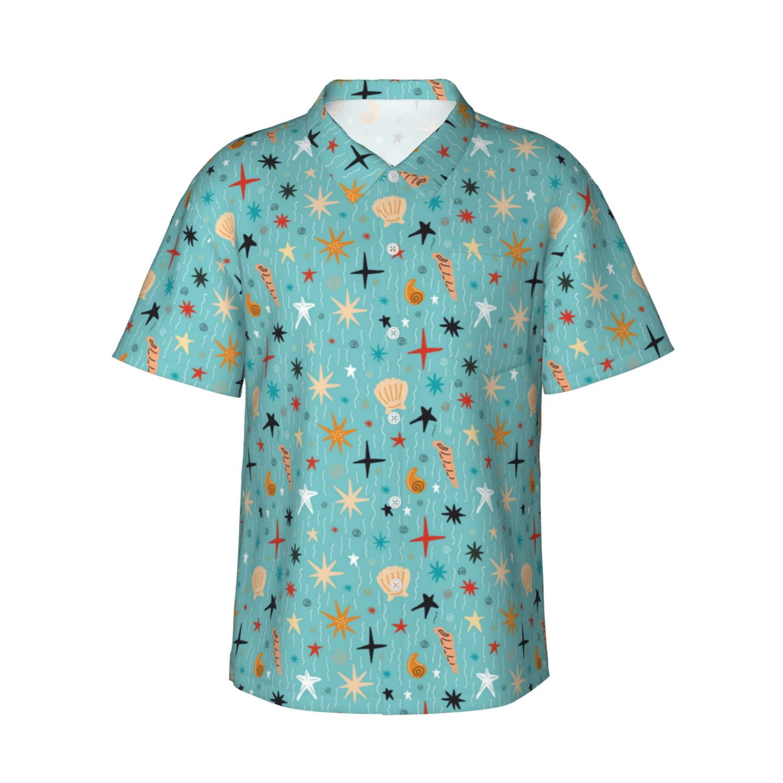 hawaiian shirt for men - summer shells corals starfish Tropical Short ...