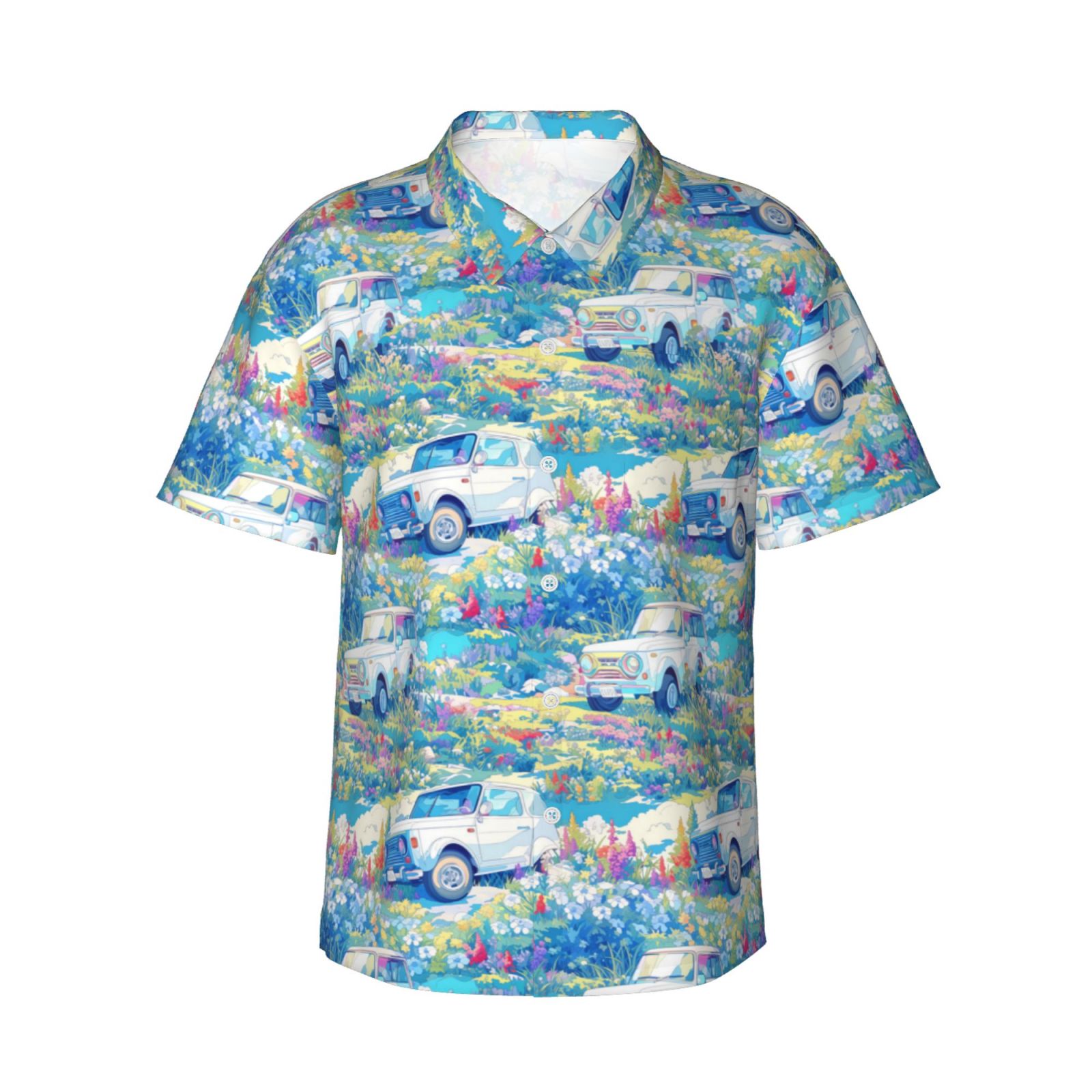 hawaiian shirt for men - travel SUV daisy flower Tropical Short Sleeve ...
