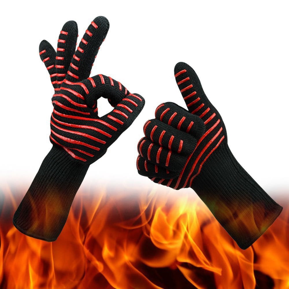 haxmnou hot bbq grilling cooking gloves extreme heat resistant oven welding gloves - Walmart.com