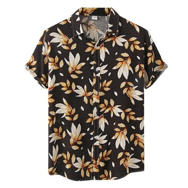 INCERUN Men's Short Sleeve Leaf Printed Graphic Shirts Casual Holiday ...