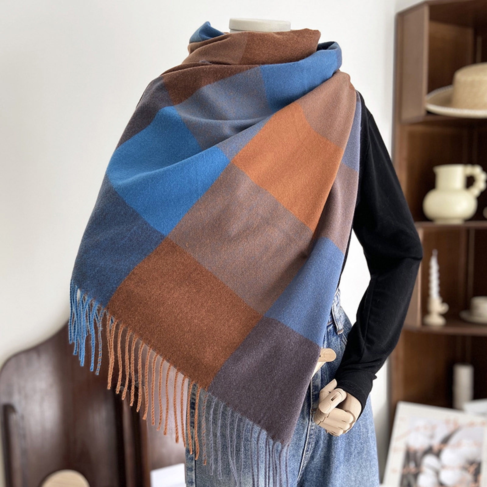 haxmnou women fall winter scarf classic scarf warm soft large blanket ...
