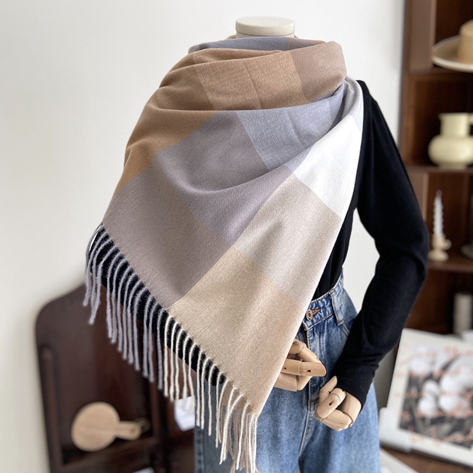 haxmnou women fall winter scarf classic scarf warm soft large blanket ...