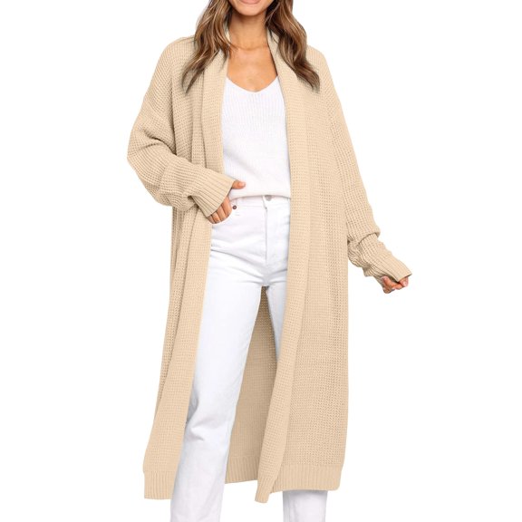 Women Full Length Thick Maxi Cardigan Duster Long Sleeve Open Front ...