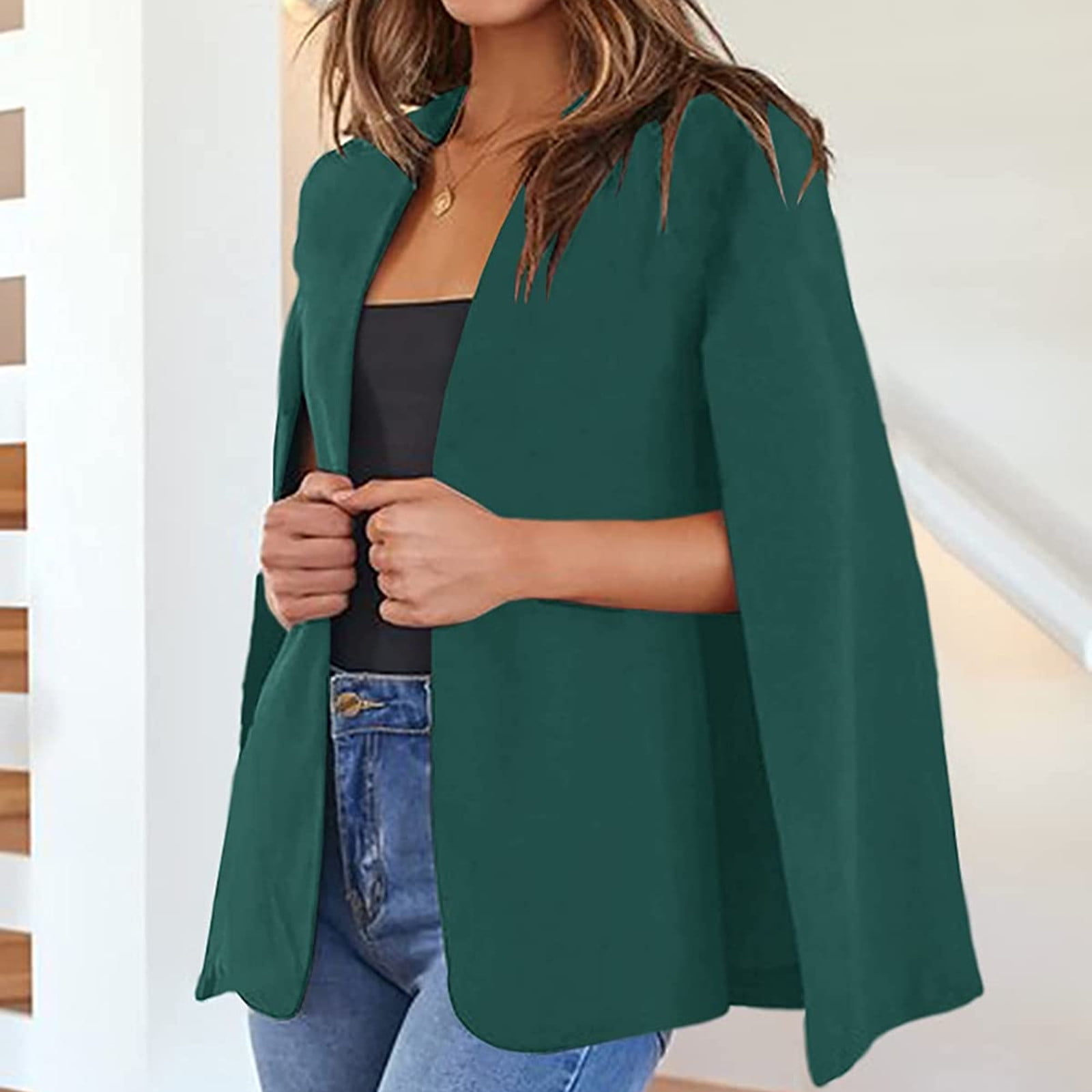 haxmnou womens cape blazer split sleeve open front casual jacket coat ...