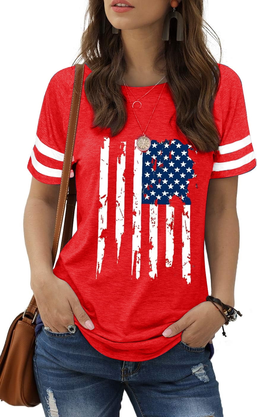 hcihgzr American Flag Shirts Women Patriotic Shirt 4th of July T-Shirt ...