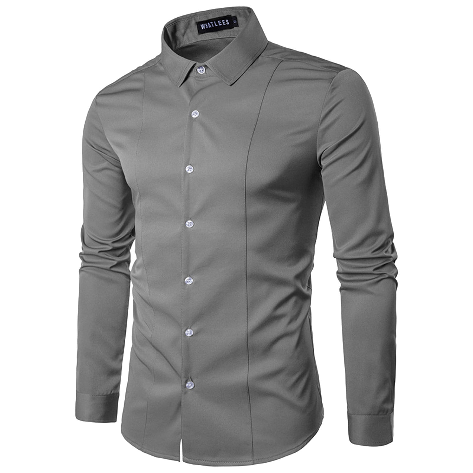 Hcuribad Mens Dress Shirts2024 New Mens Popular Loose Casual Beach Plain Long Sleeve Shirt