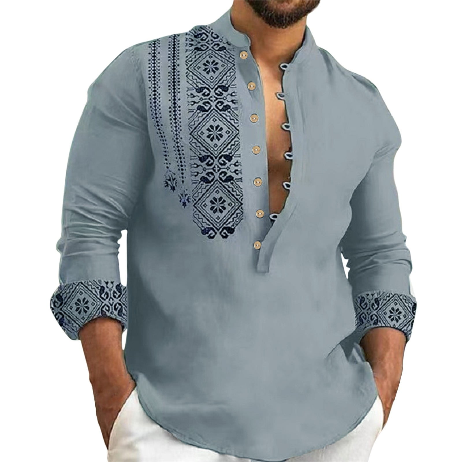 hcuribad Mens Shirts,2024 New Men's Popular Fashion Trend Solid Color ...