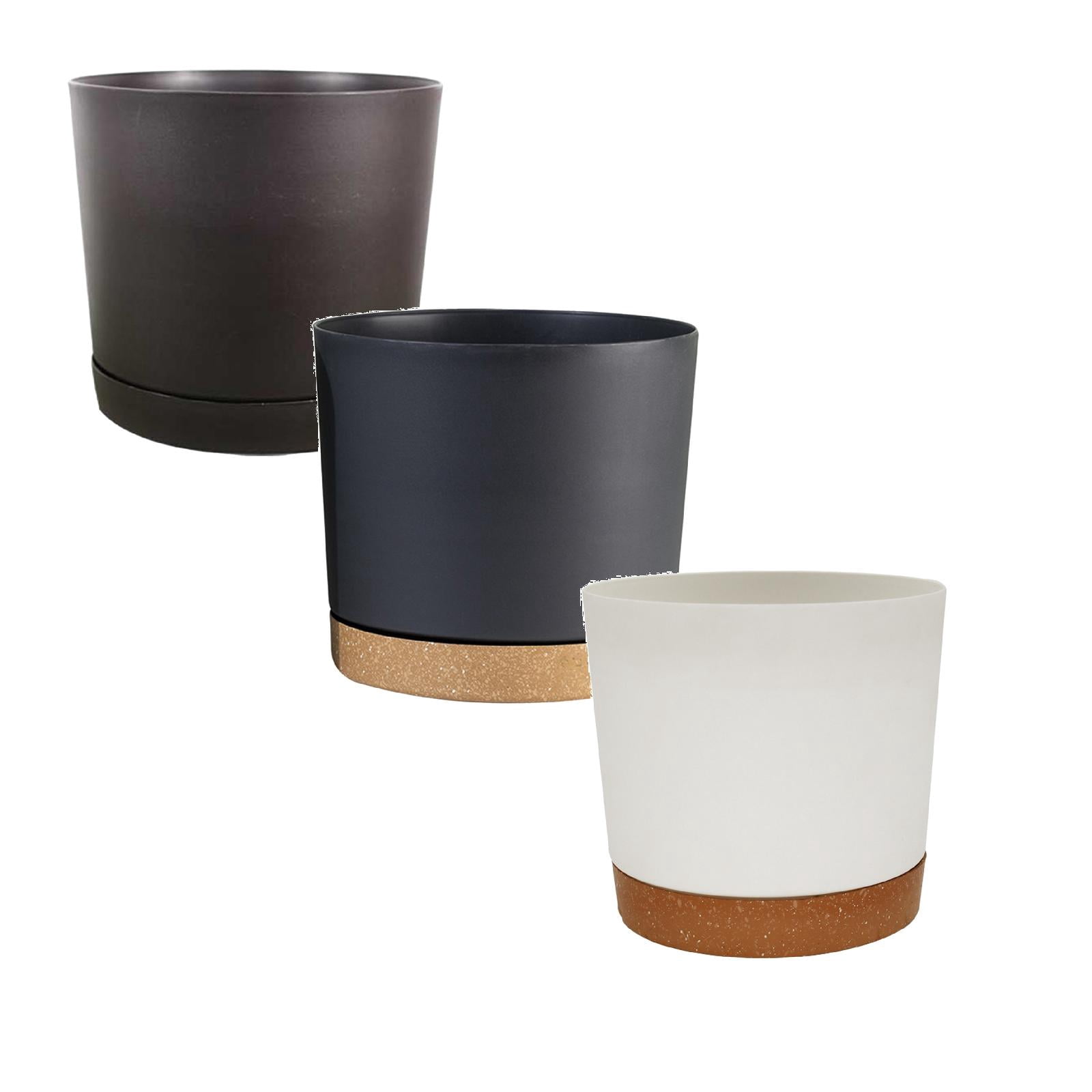 hcuribad Plant Pots 3PCS Indoor Black Plastic Flower Pots With Holes ...