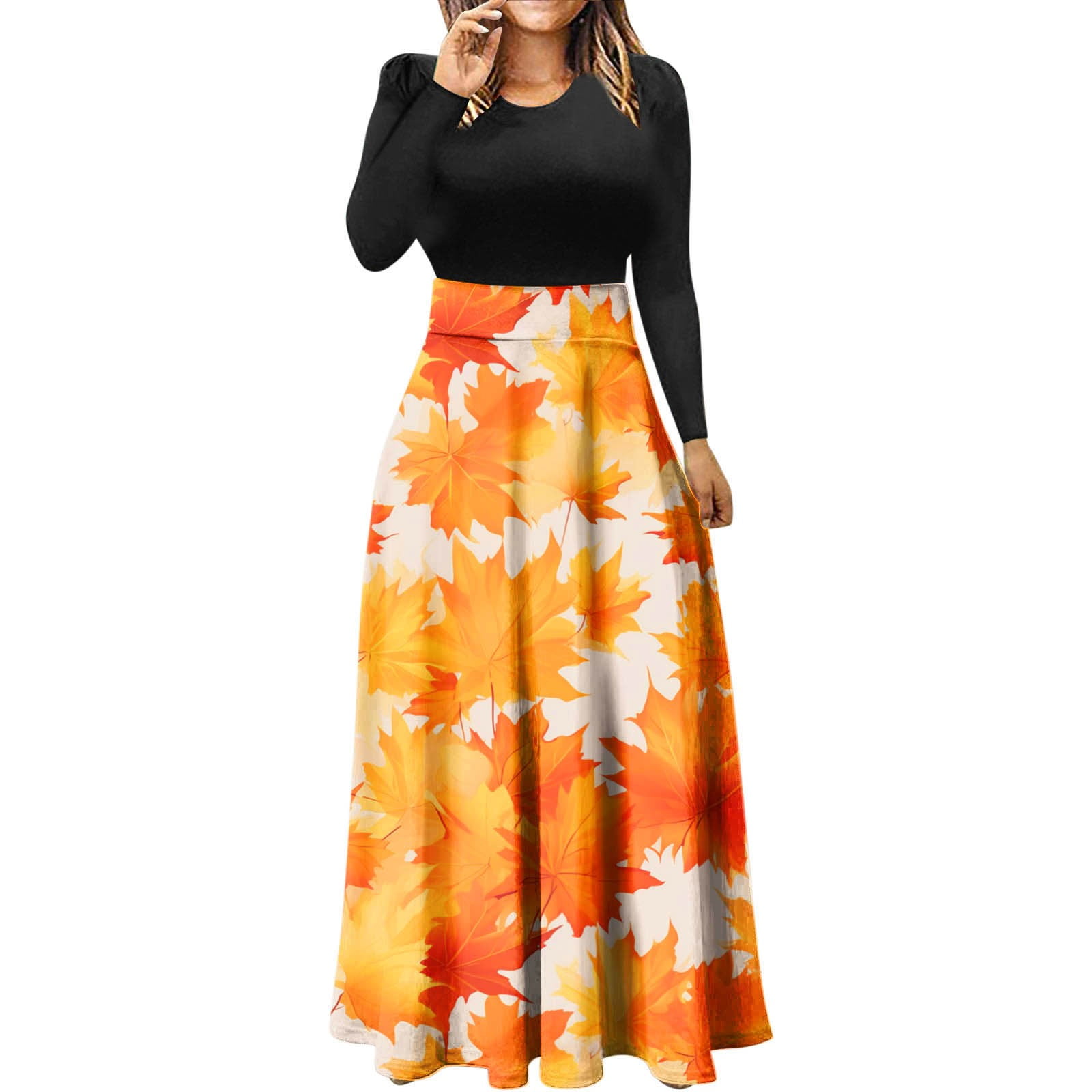 Hcuribad Plus Size Dresses For Curvy Women 2024 New Womens Long Sleeve