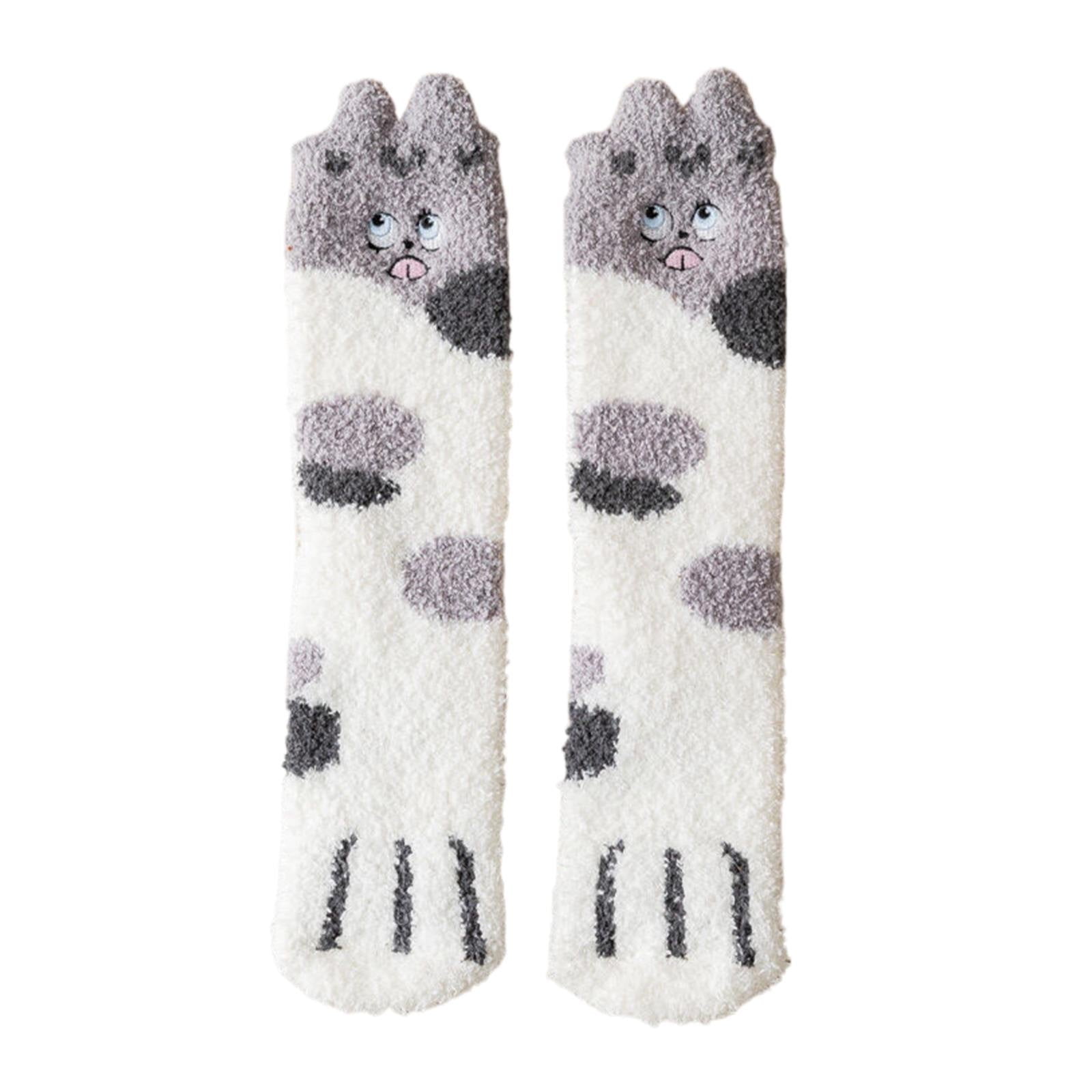 hcuribad Socks for Women, Fuzzy Cat Socks Fluffy Cozy Slipper Socks ...