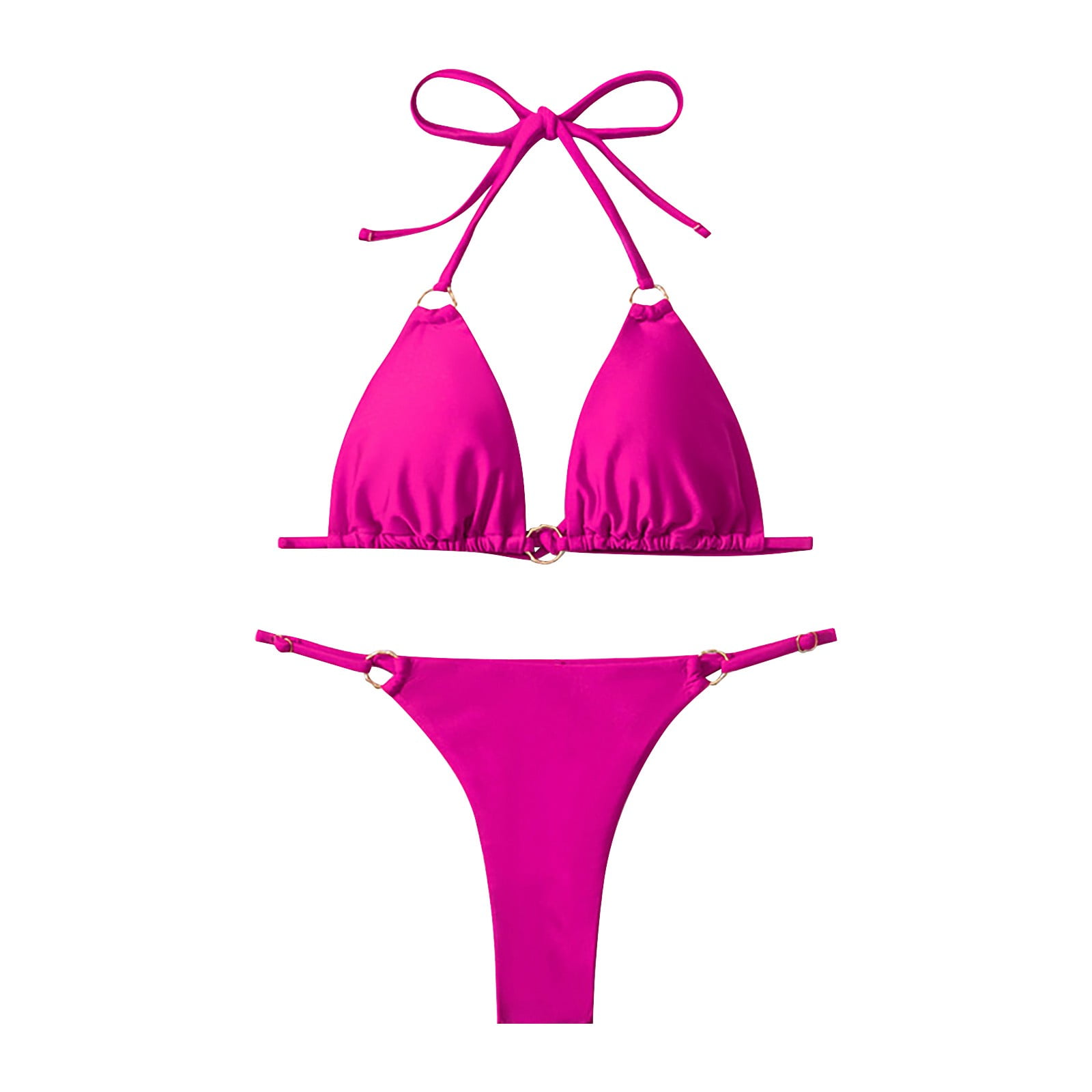 Hcuribad Swim Suits For Women 2024 Women Solid Color Bikini Set Swimming Two Piece Swimsuits