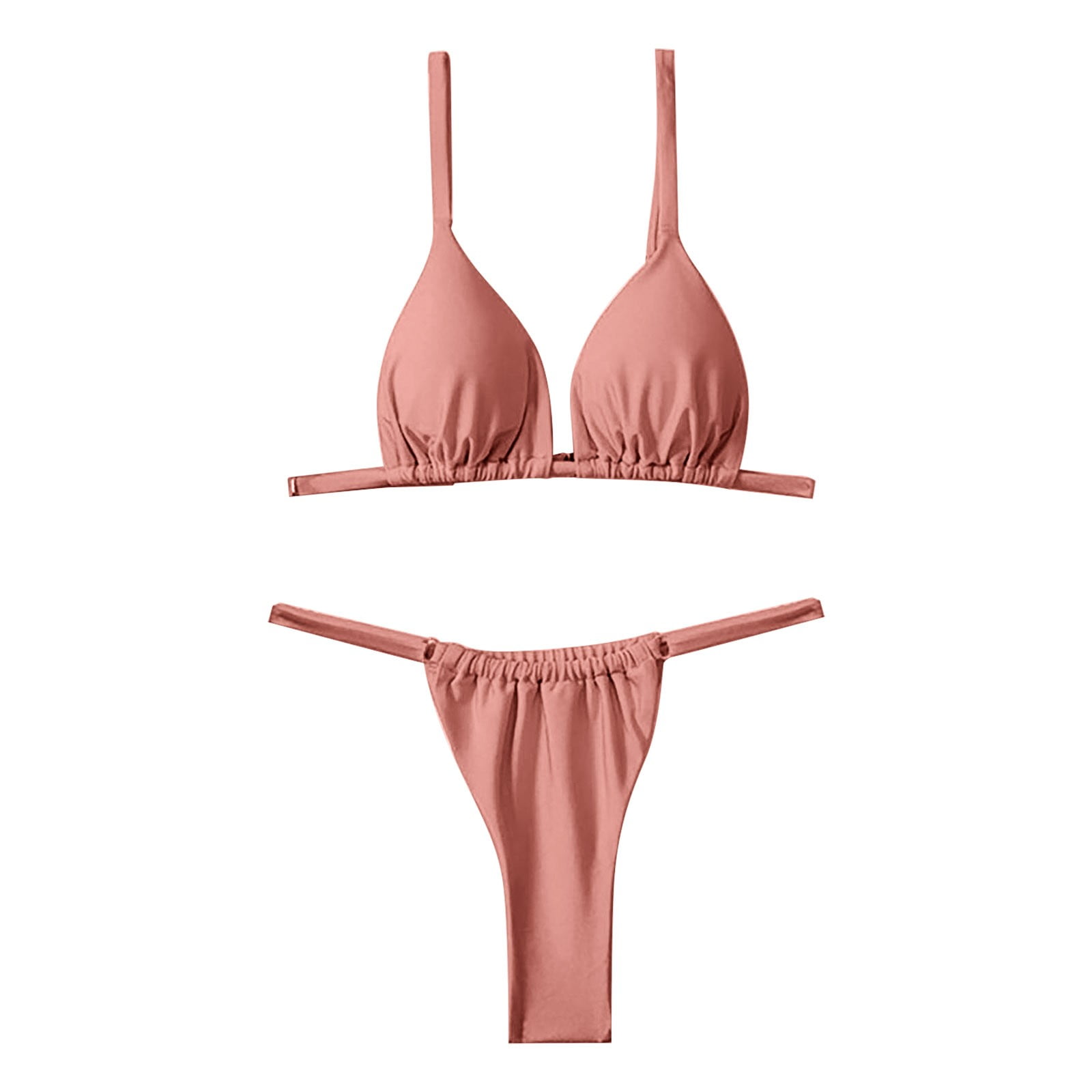Hcuribad Swim Suits For Women 2024 Women Solid Color Bikini Set Swimming Two Piece Swimsuits