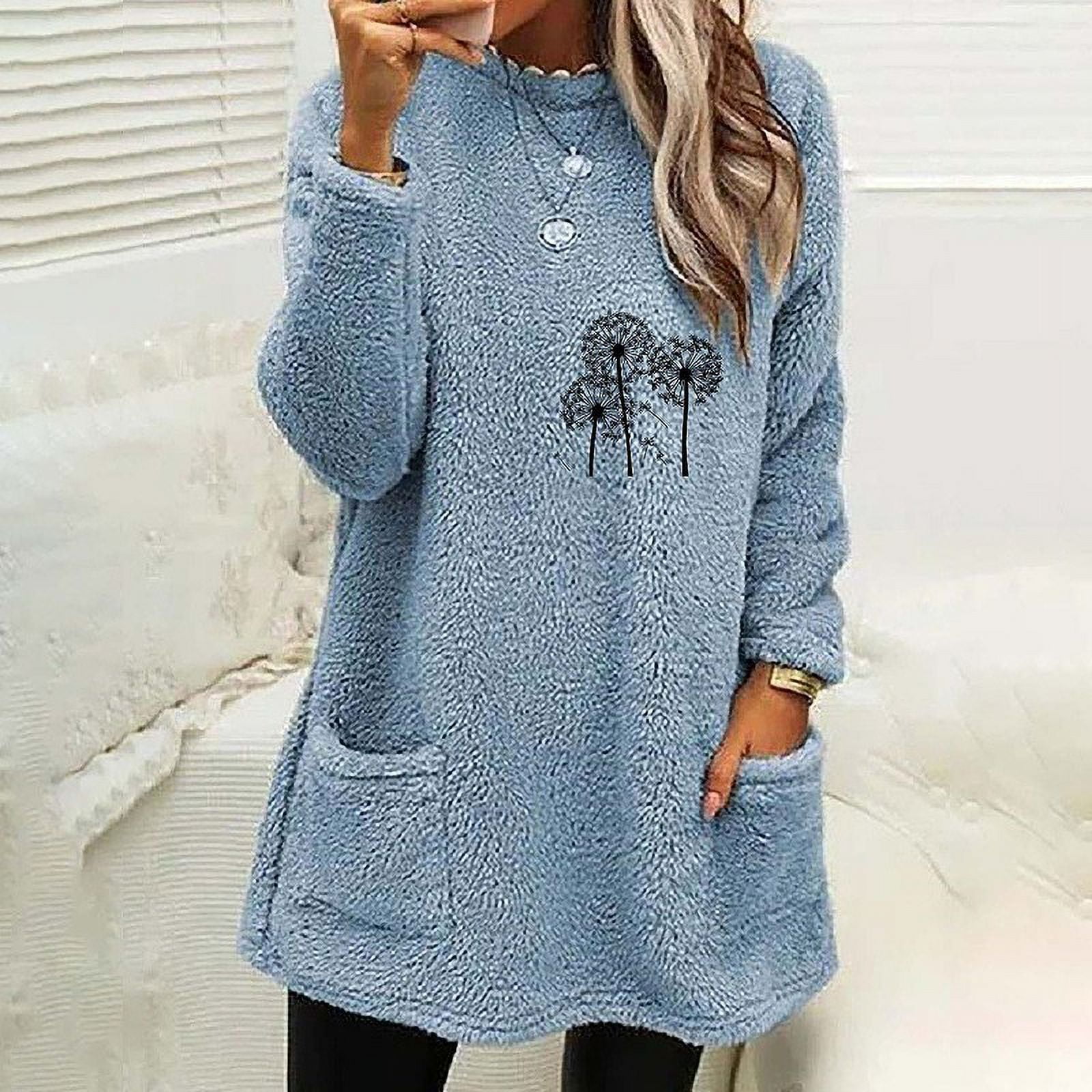 hcuribad Womens Sweaters,Hoodies for Women Women Double Fuzzy Floral ...