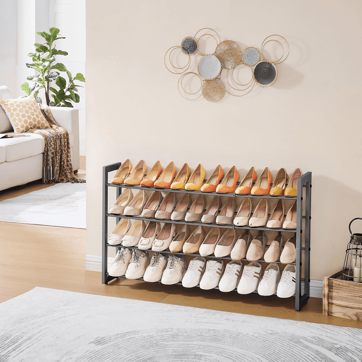 hdakjsfb 2-Tier Expandable Shoe Rack Adjustable Shoe Shelf Storage ...