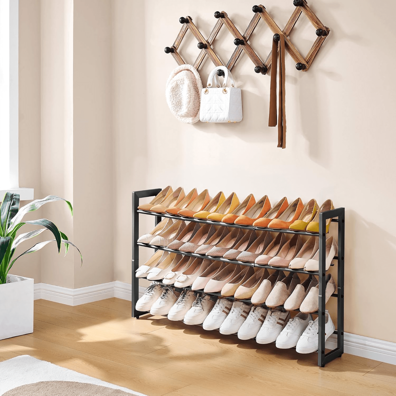 hdakjsfb 2-Tier Expandable Shoe Rack Adjustable Shoe Shelf Storage ...