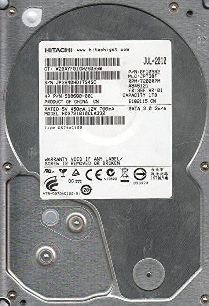 hds721010cla332, pn 0f10982, mlc jpt3bf, hitachi 1tb sata 3.5 hard ...