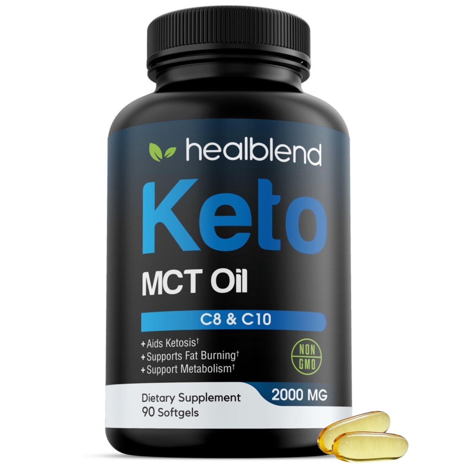 Healblend Keto MCT Oil Capsules 2000mg, Ketogenic Support, Energy Boost ...