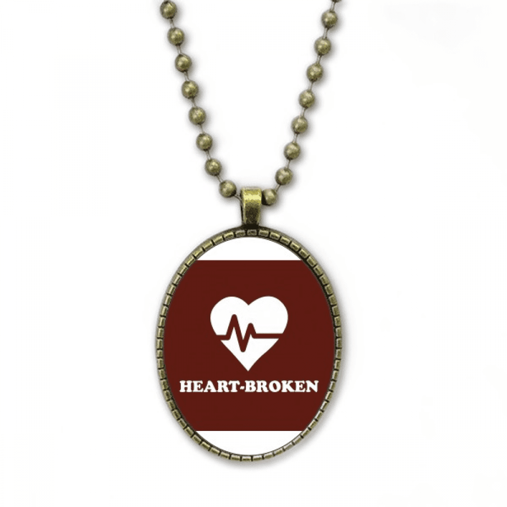 heart-broken injury fluctuation necklace vintage chain bead pendant ...