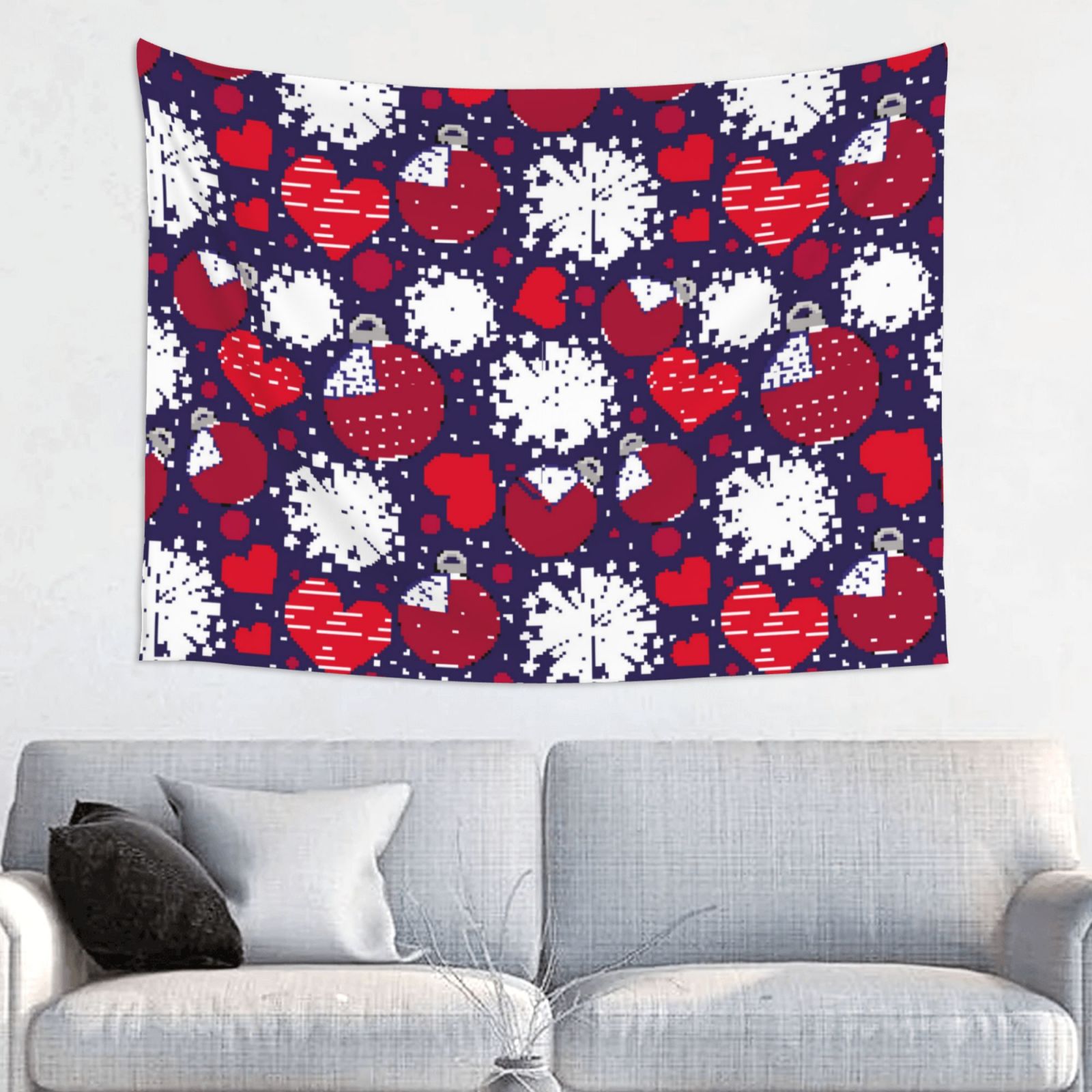 heart snowflake red Tapestry Home Decor Tapestry Wall Hanging ...