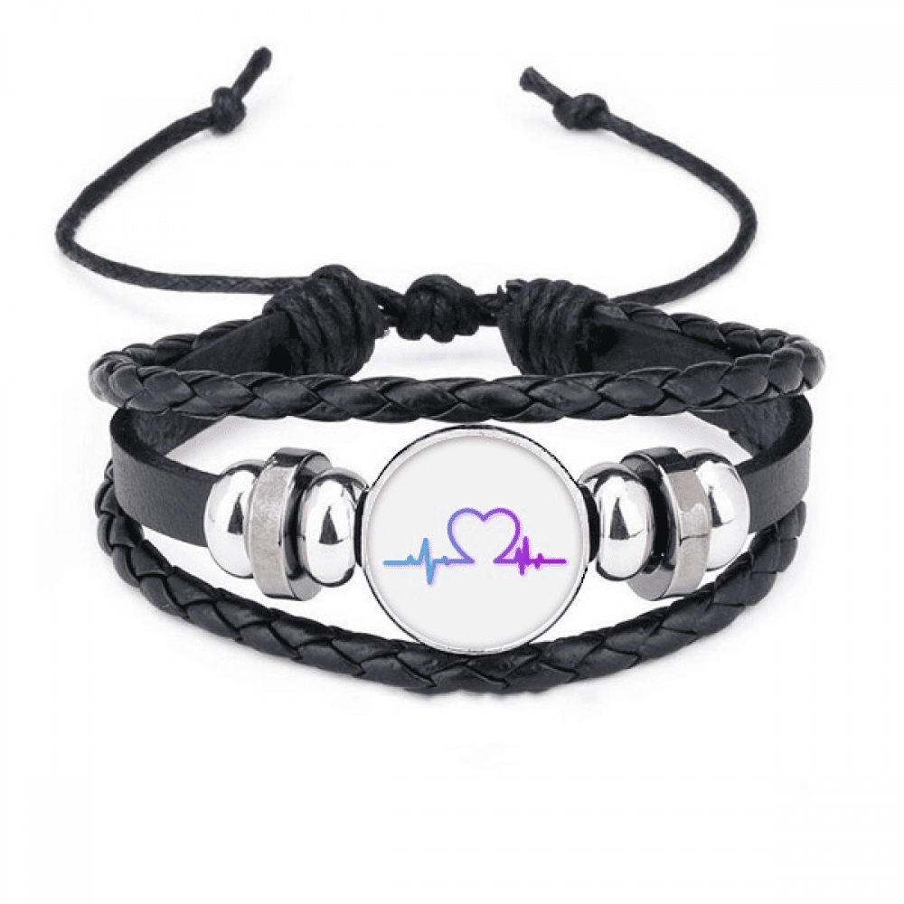 heartbeat line gradually changing emotions bracelet braided leather ...