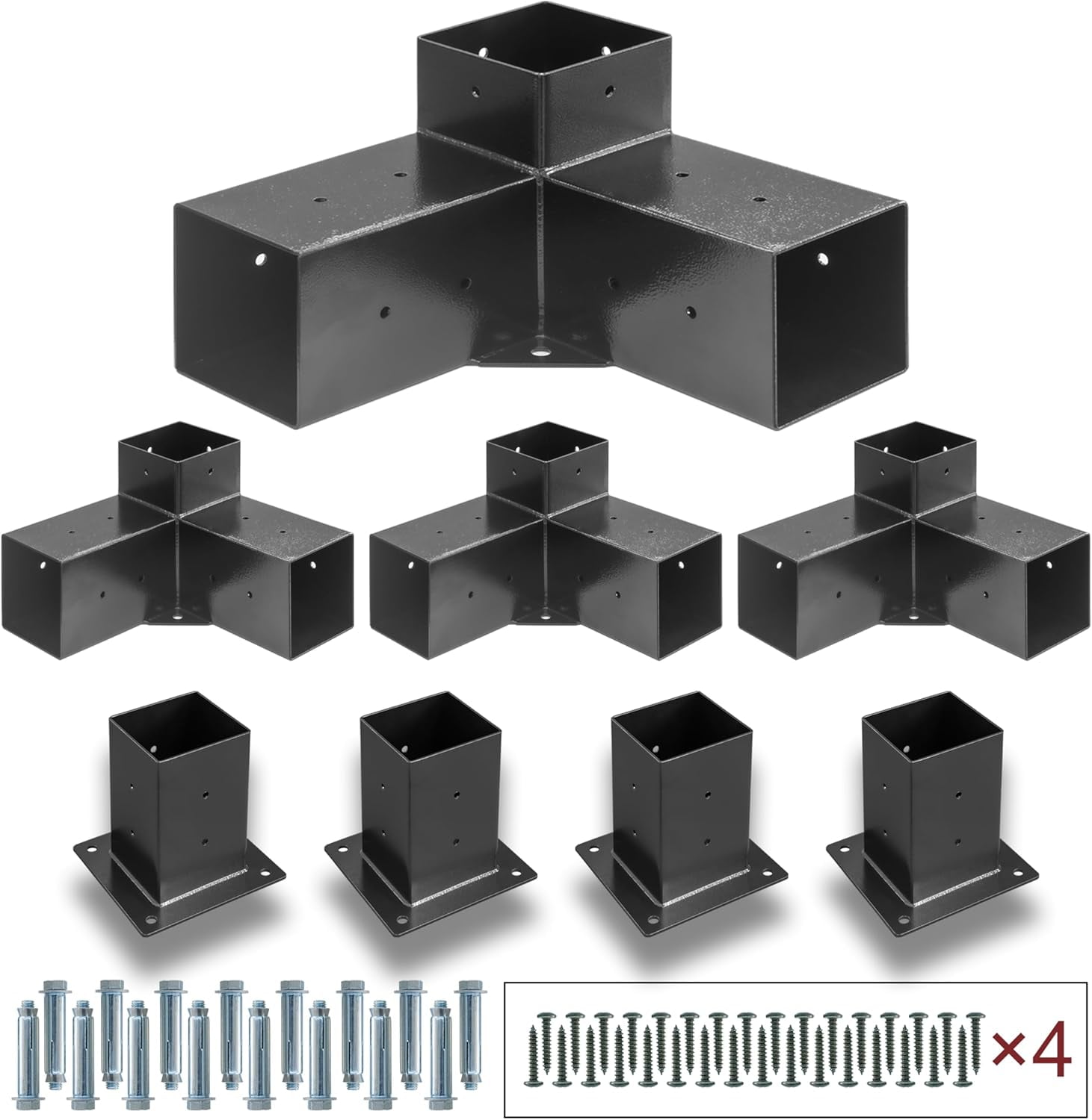 heavy alloy steel pergola brackets kit with 4pcs 3-way right angle ...