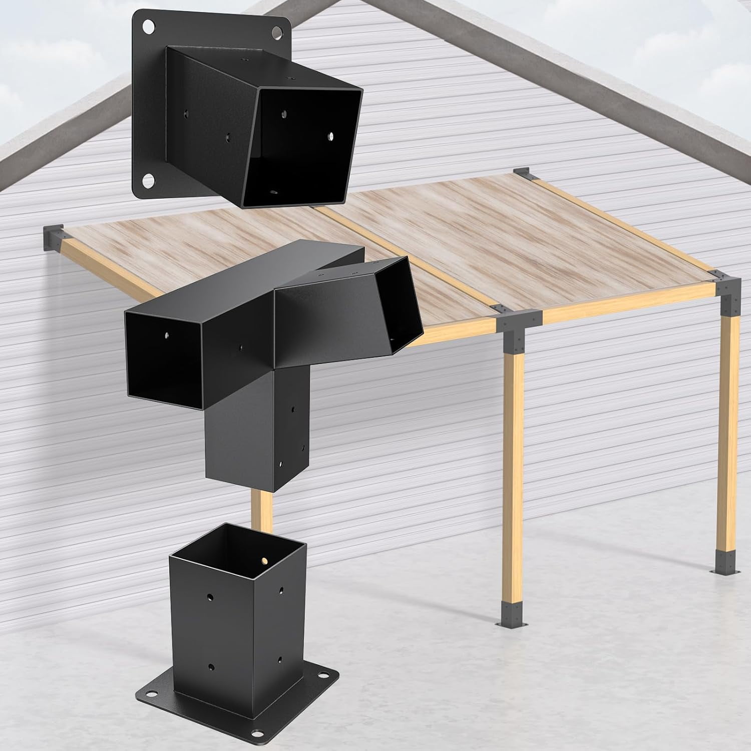 heavy duty 15°slanted roof wall mount 4x4 pergola bracket kit,**angled ...