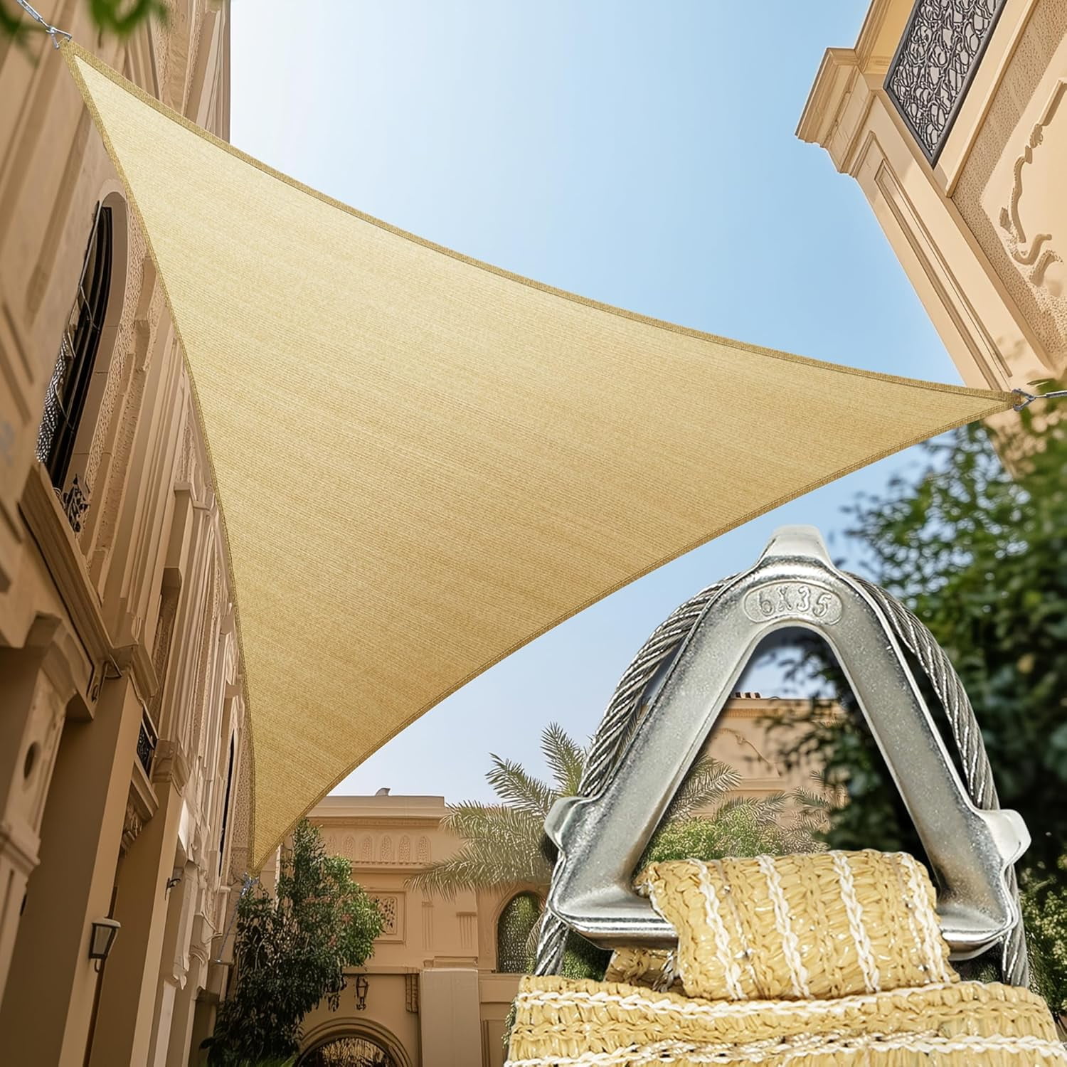 **heavy duty 16' x 16' x 16' beige sun shade triangle pro ring shade ...