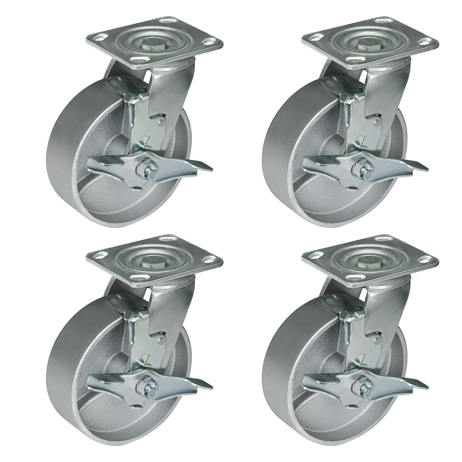 Heavy Duty Caster Steel Cast Iron Wheel - Industrial Caster Wheels, Set ...