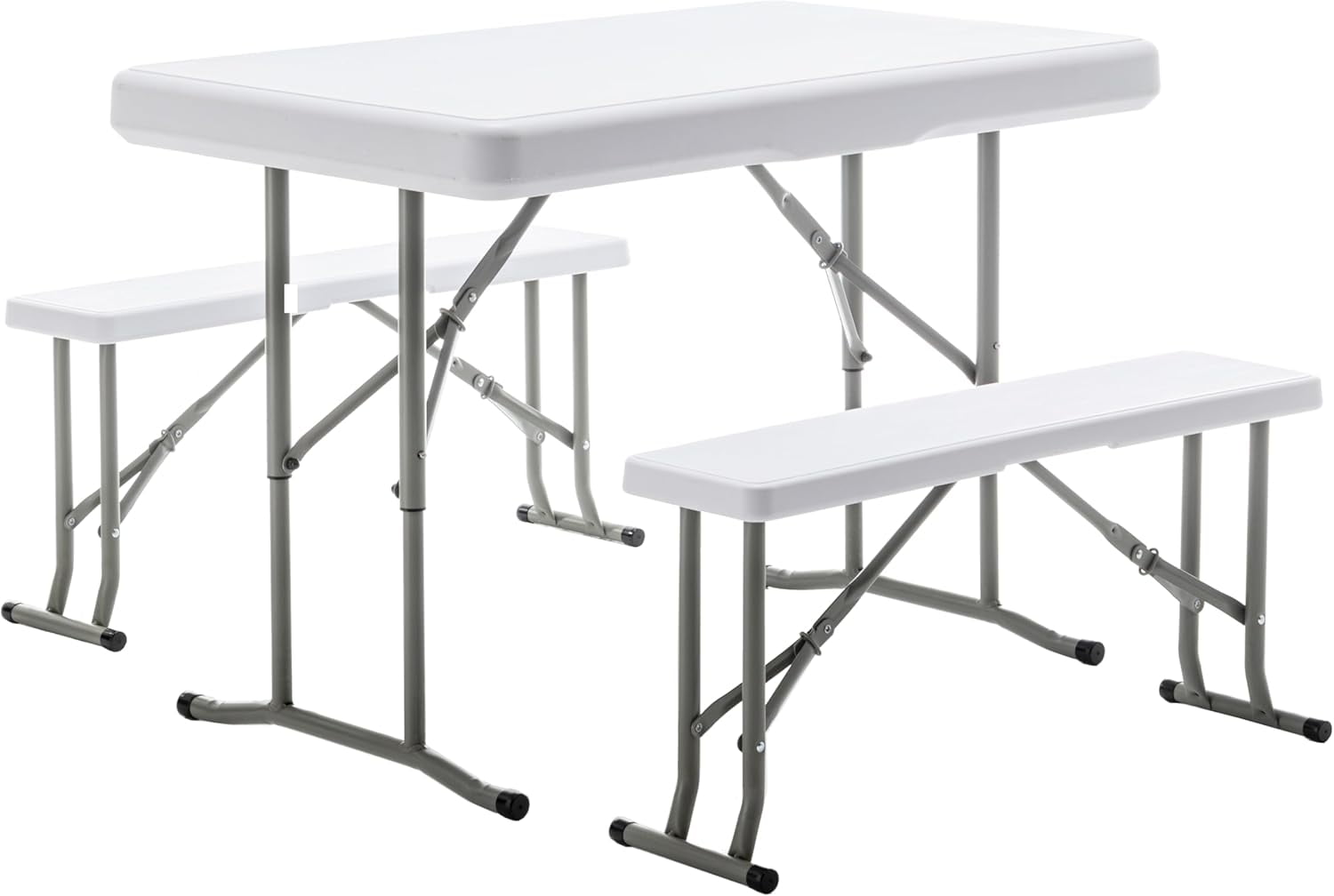 **heavy duty plastic portable folding beer picnic table & two benches ...