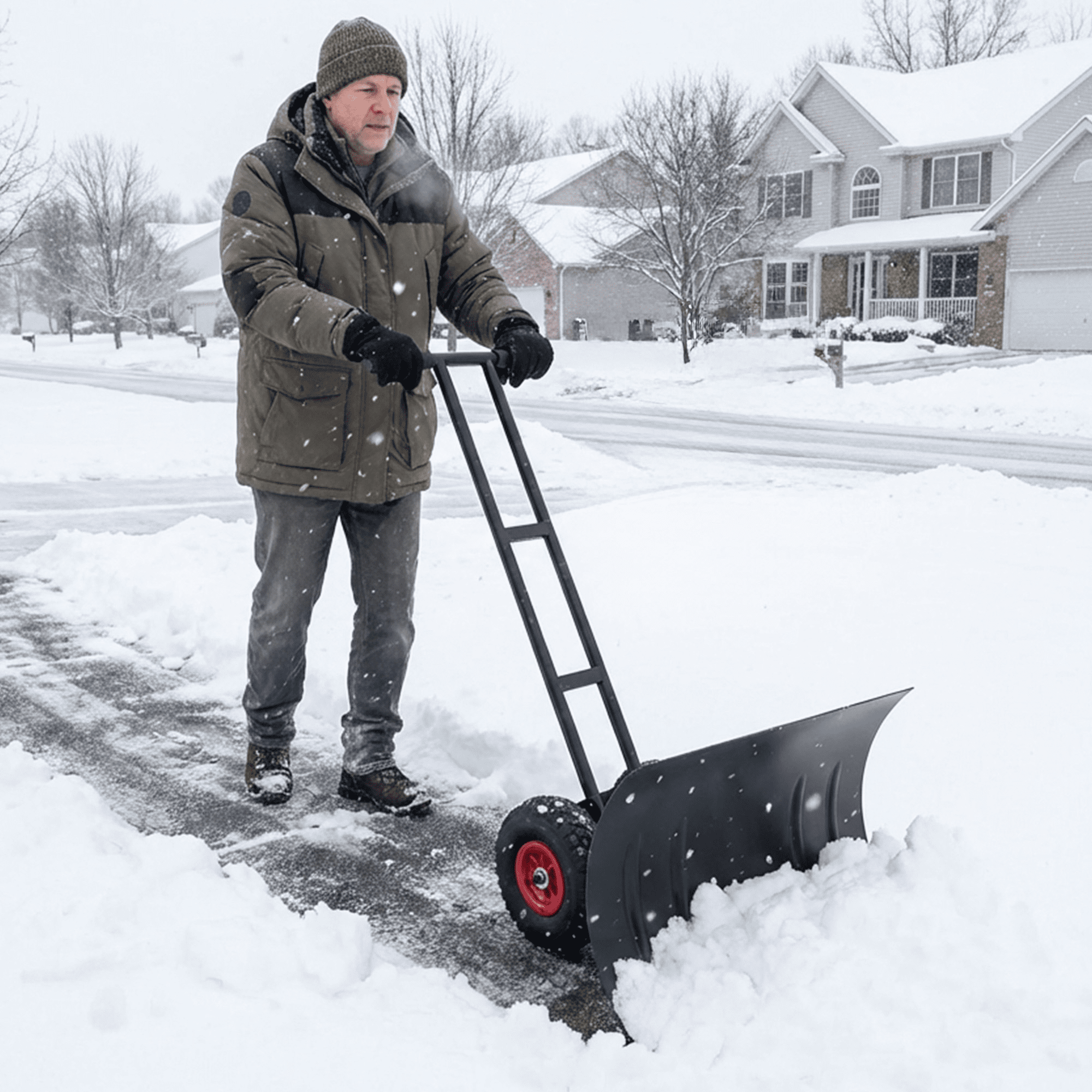MeetLeisure Wheeled Snow Push Shovel – Heavy-Duty & Adjustable with ...