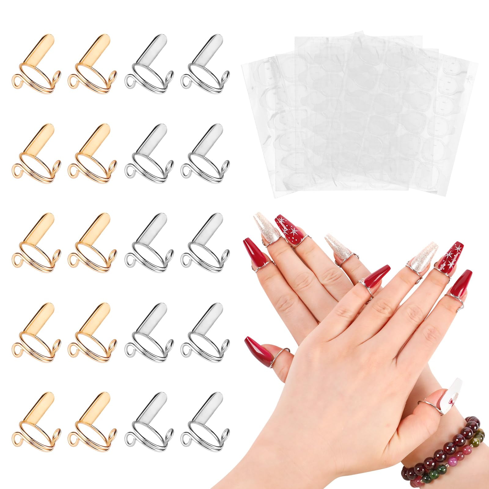 heemeei 20Pcs Wudu Nail Rings, Reusable Nail Rings with 120Pcs Adhesive ...