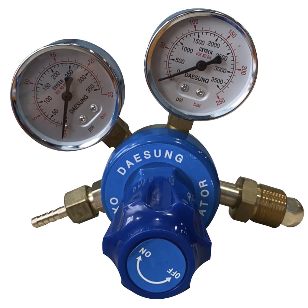 hefilesy Oxygen Pressure Reducer Brass Dual Gauge Pressure Regulator ...