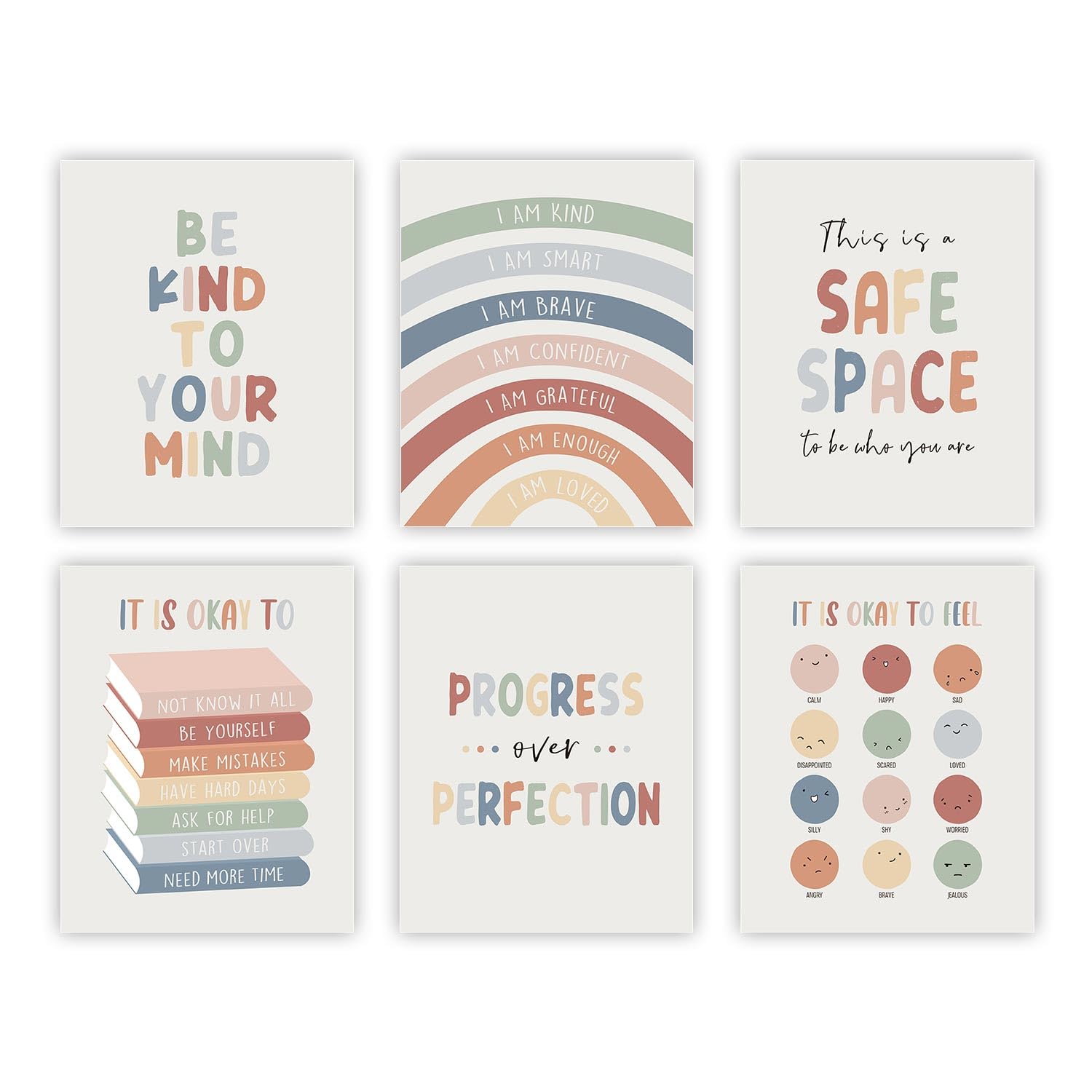 heilkee Boho Rainbow Classroom Decor Positive Affirmations Wall Decor ...