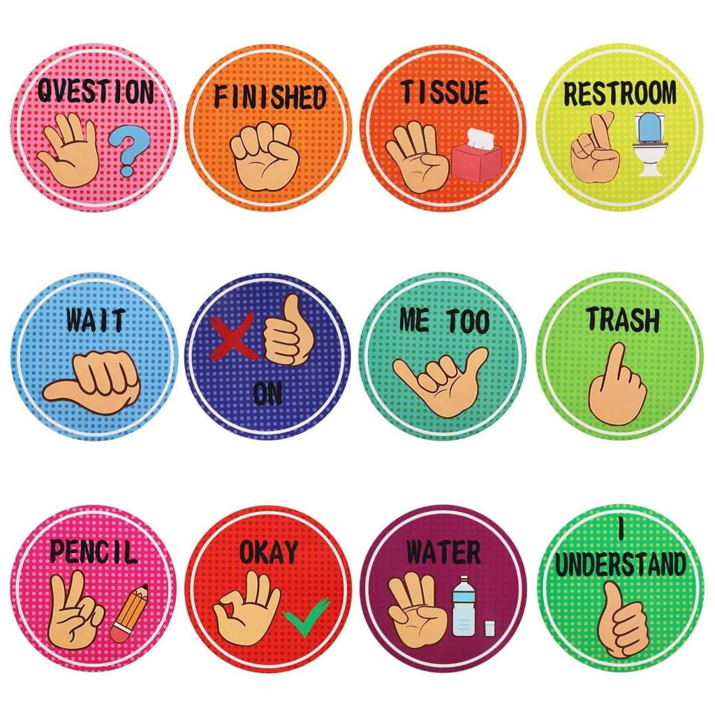 hejhncii 12Pcs Student Hand Signals Charts Color Coded Visual Learning ...