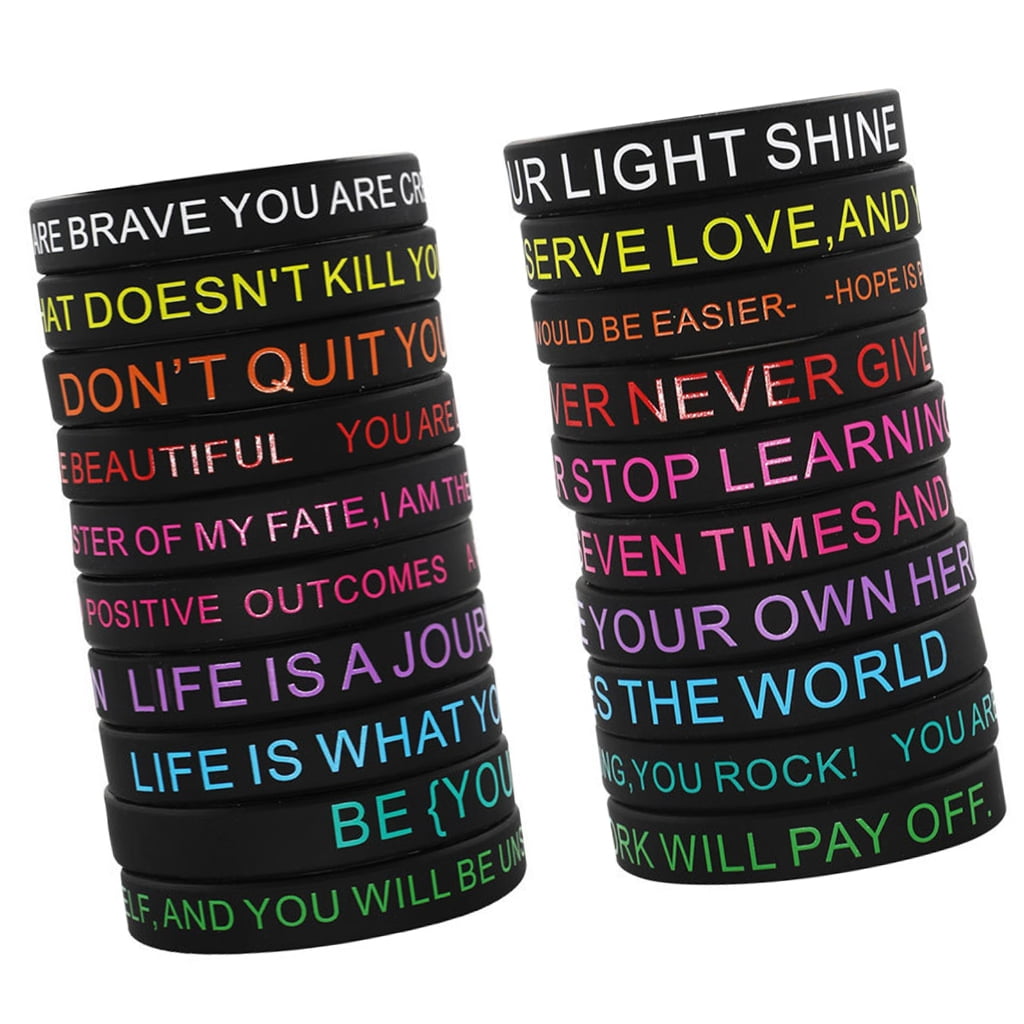 hejhncii 20 Pack Empowering Quote Bracelets Silicones Inspiration Band ...