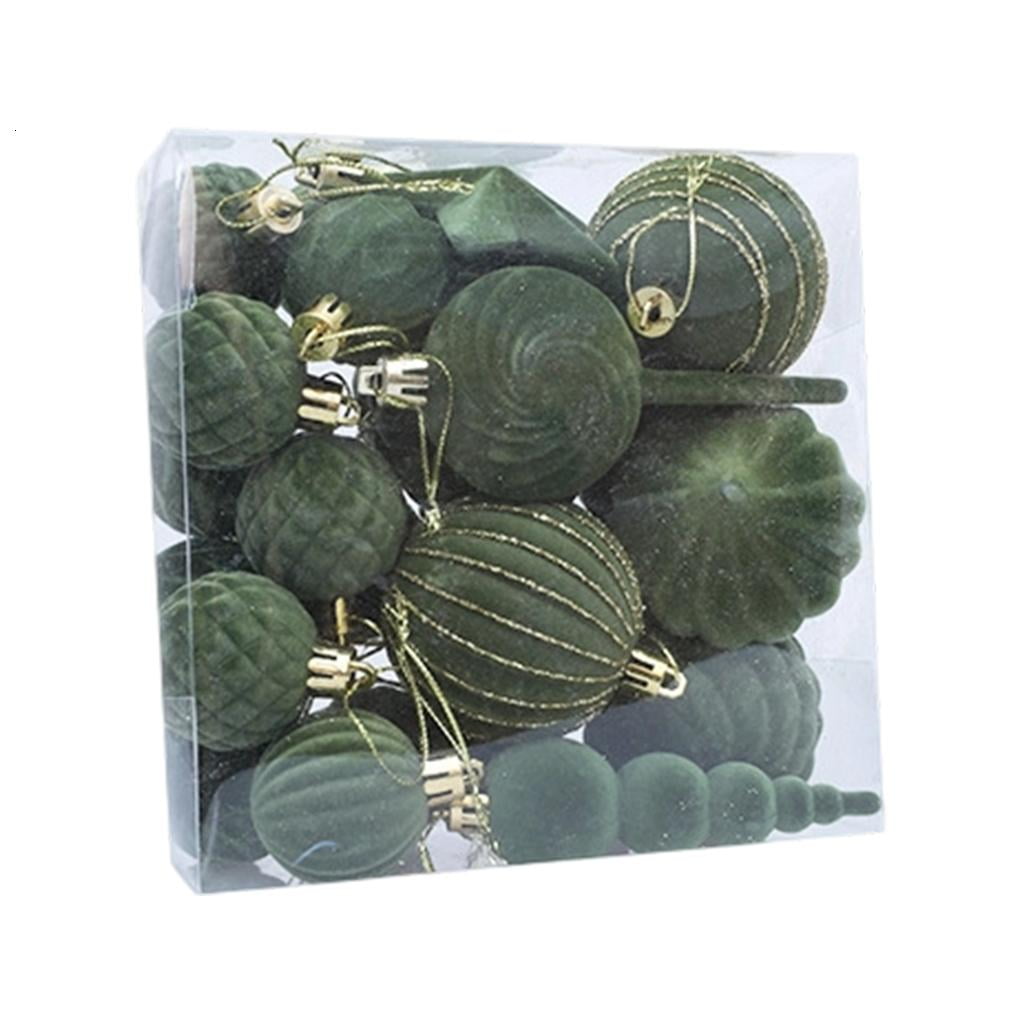 hejhncii 24 Piece Set Flocking Festival Balls Solid Quality Seasonal ...
