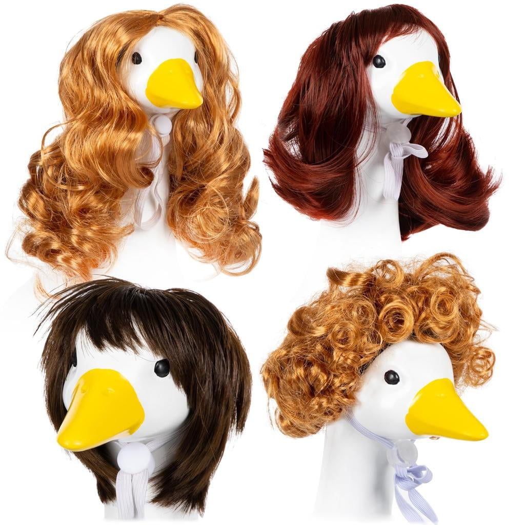 hejhncii 4 Piece Creative Geese Pet Wigs Set Soft Headdress Costume For ...