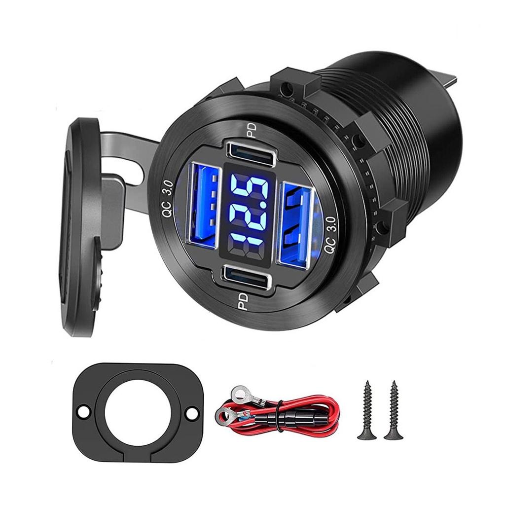 hejhncii 4Port Car Charging Station with Double QC3.0 and Double PD30w ...