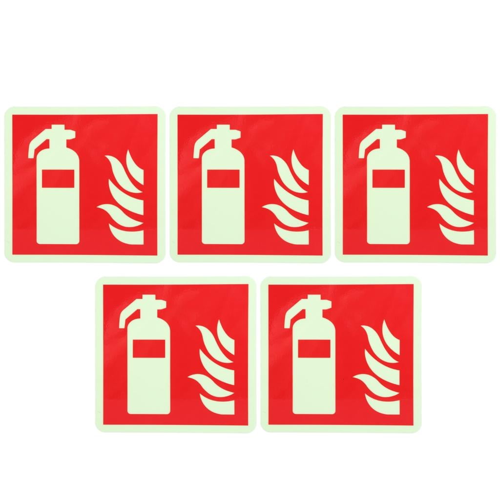 hejhncii 5Pcs Fire Extinguishers Sign Sticker Glow in Dark Fire ...